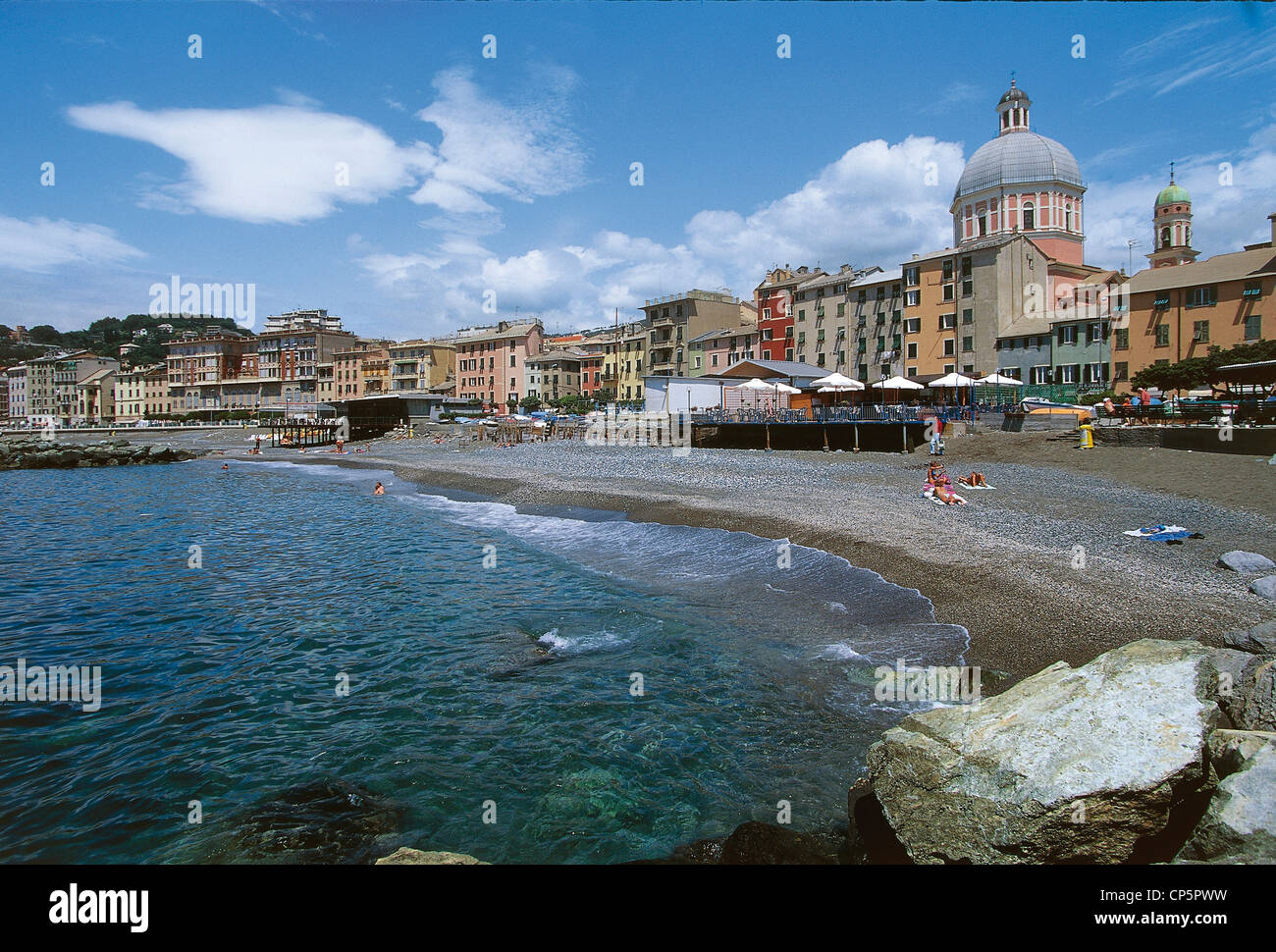 Genoa Liguria Pegli The Town Centre And The Beach Stock Photo - Alamy