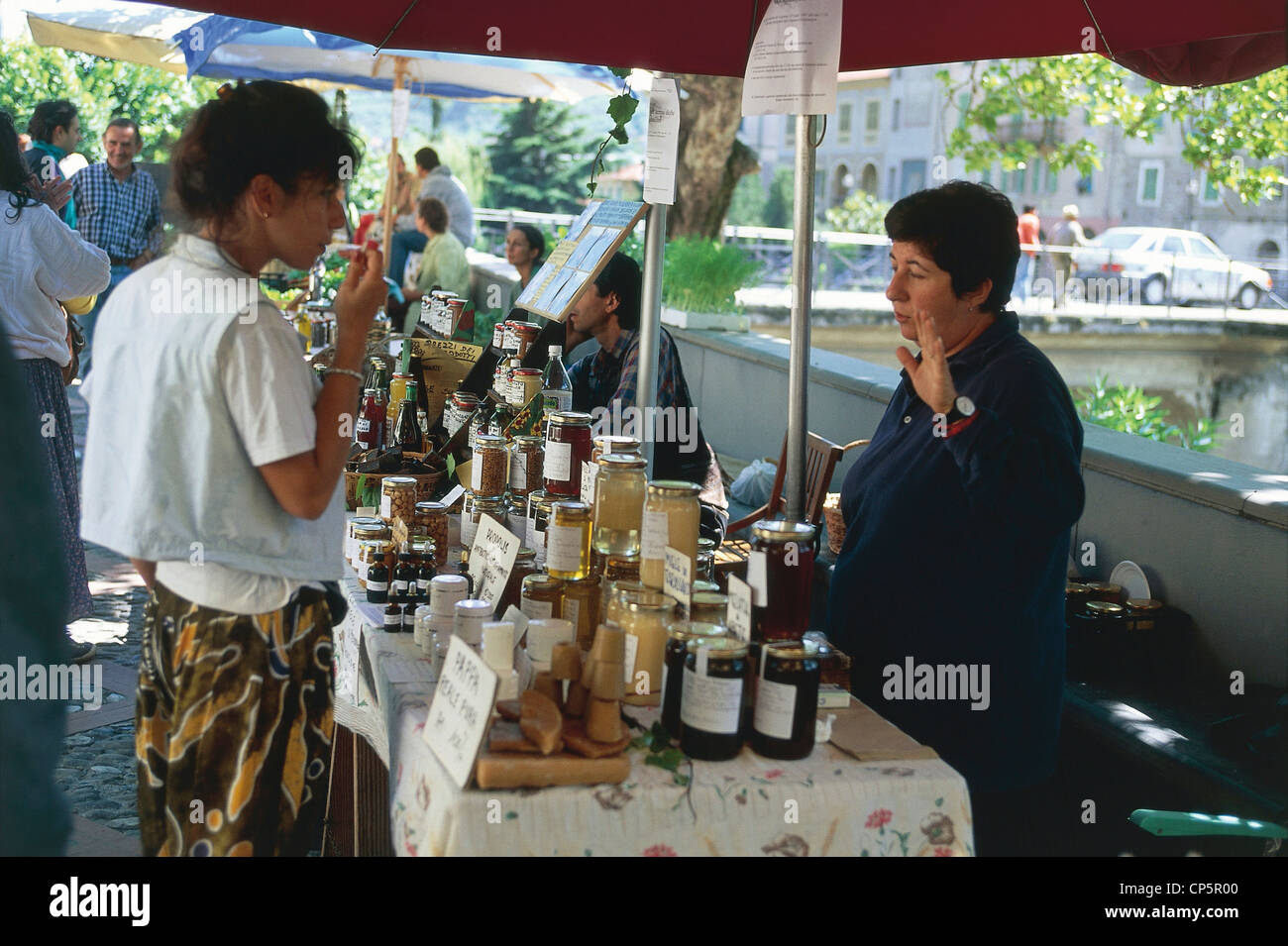 Liguria Dolceacqua Market Stock Photo - Alamy