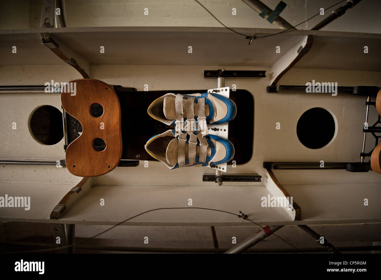 Interior of a rowing boat upside down Stock Photo - Alamy