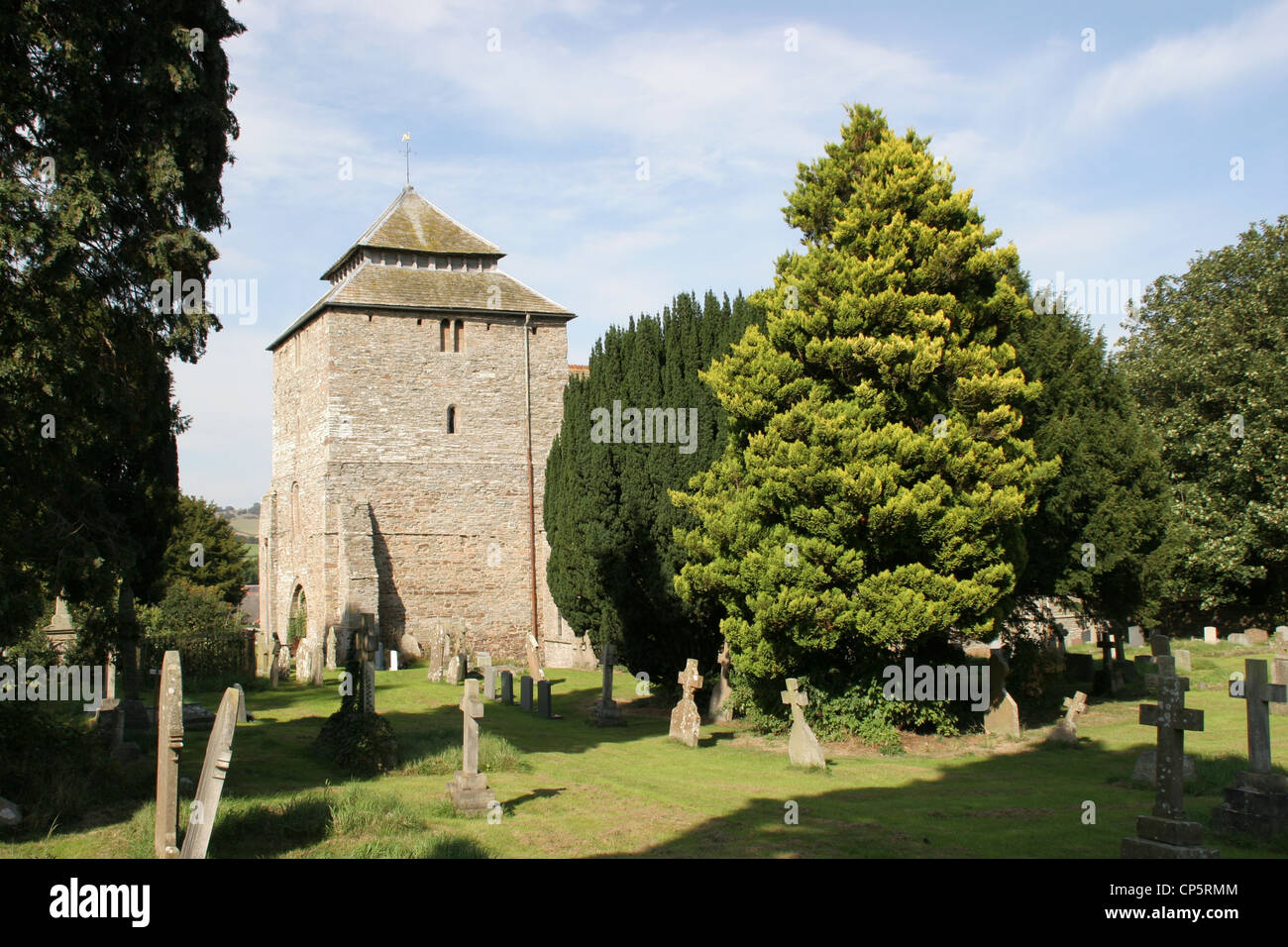 St Georges Church Norman Tower Clun Shropshire England UK Stock Photo ...