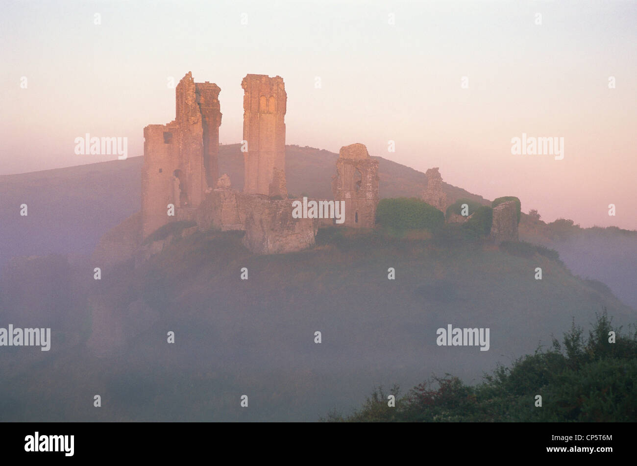 England, Dorset, Corfe Castle surrounded by mist Stock Photo - Alamy