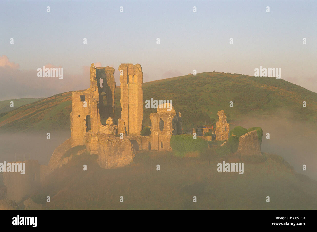 England, Dorset, Corfe Castle surrounded by mist Stock Photo - Alamy
