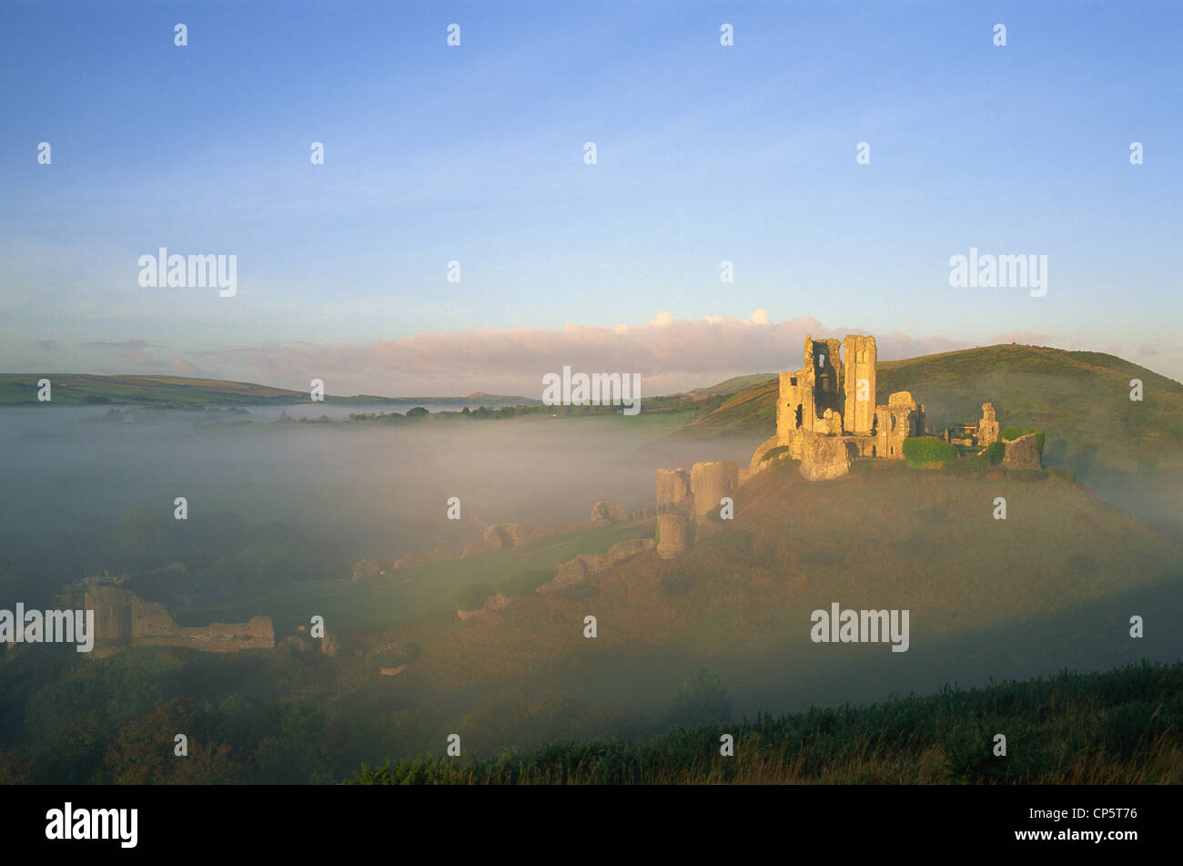 England, Dorset, Corfe Castle surrounded by mist Stock Photo - Alamy