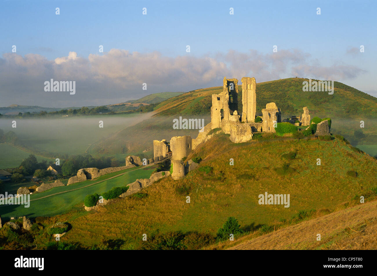 England, Dorset, Corfe Castle surrounded by mist Stock Photo - Alamy