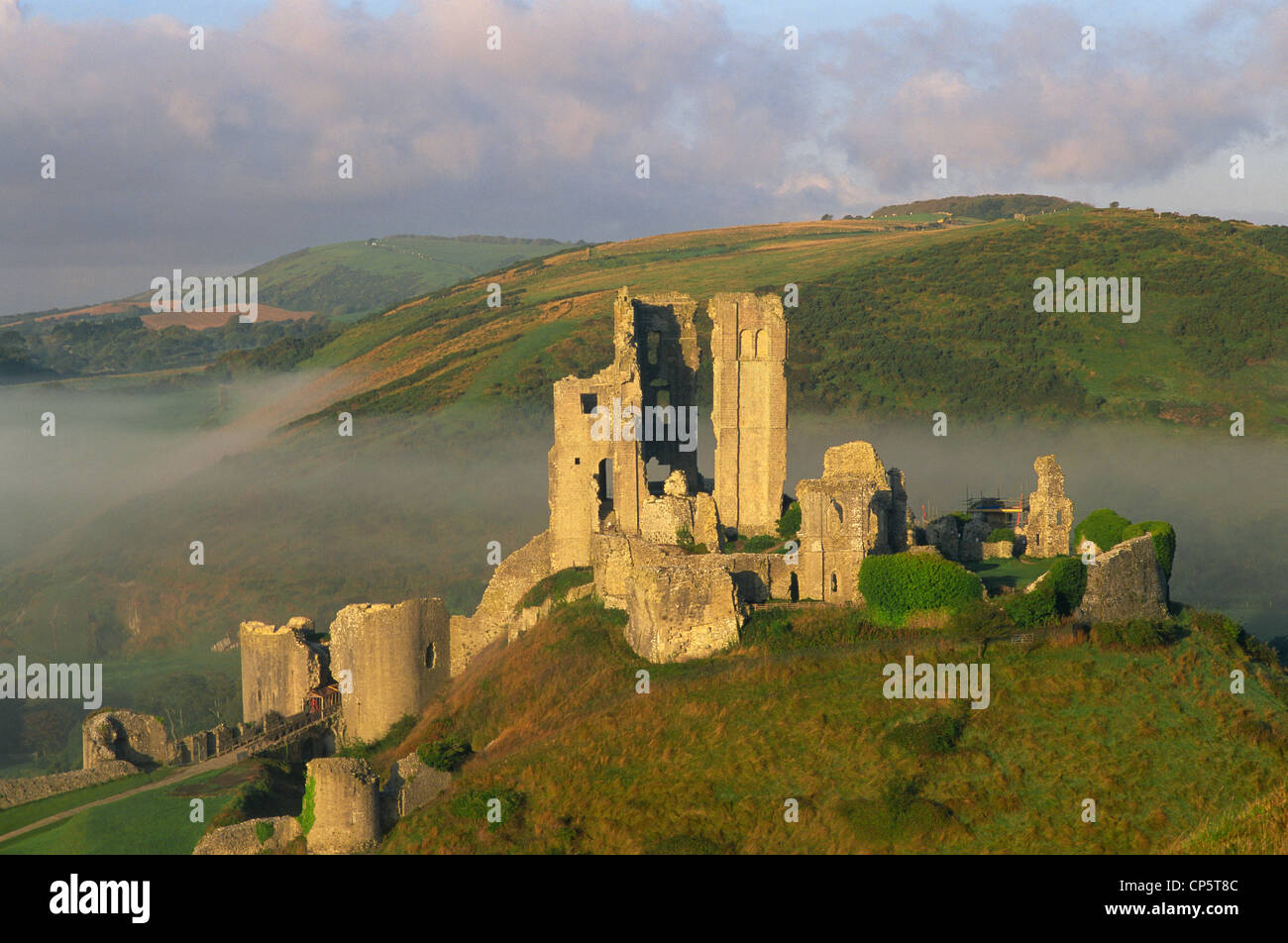 England, Dorset, Corfe Castle surrounded by mist Stock Photo - Alamy