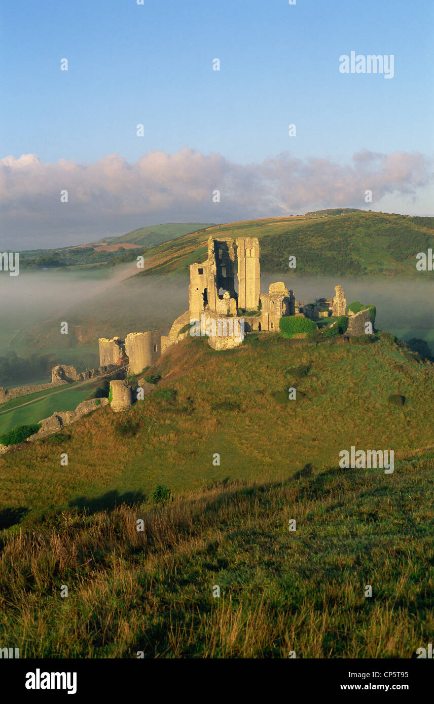England, Dorset, Corfe Castle surrounded by mist Stock Photo - Alamy