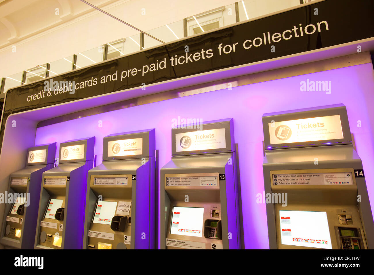 Automated ticket dispensers in St Pancras Station, London, UK Stock ...