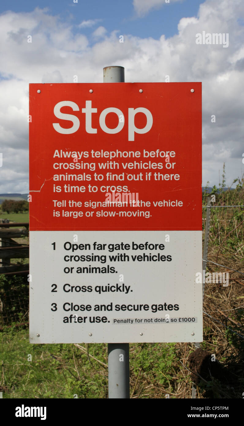 Level Crossing Stop sign Stokesay Shropshrire England UK Stock Photo ...