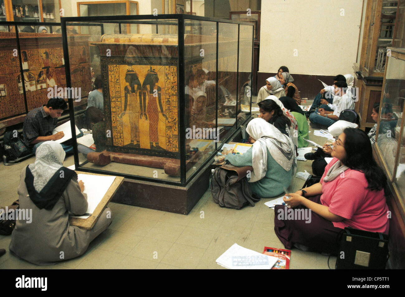 Egypt - Cairo. Egyptian Museum. Interior. Students take notes Stock ...