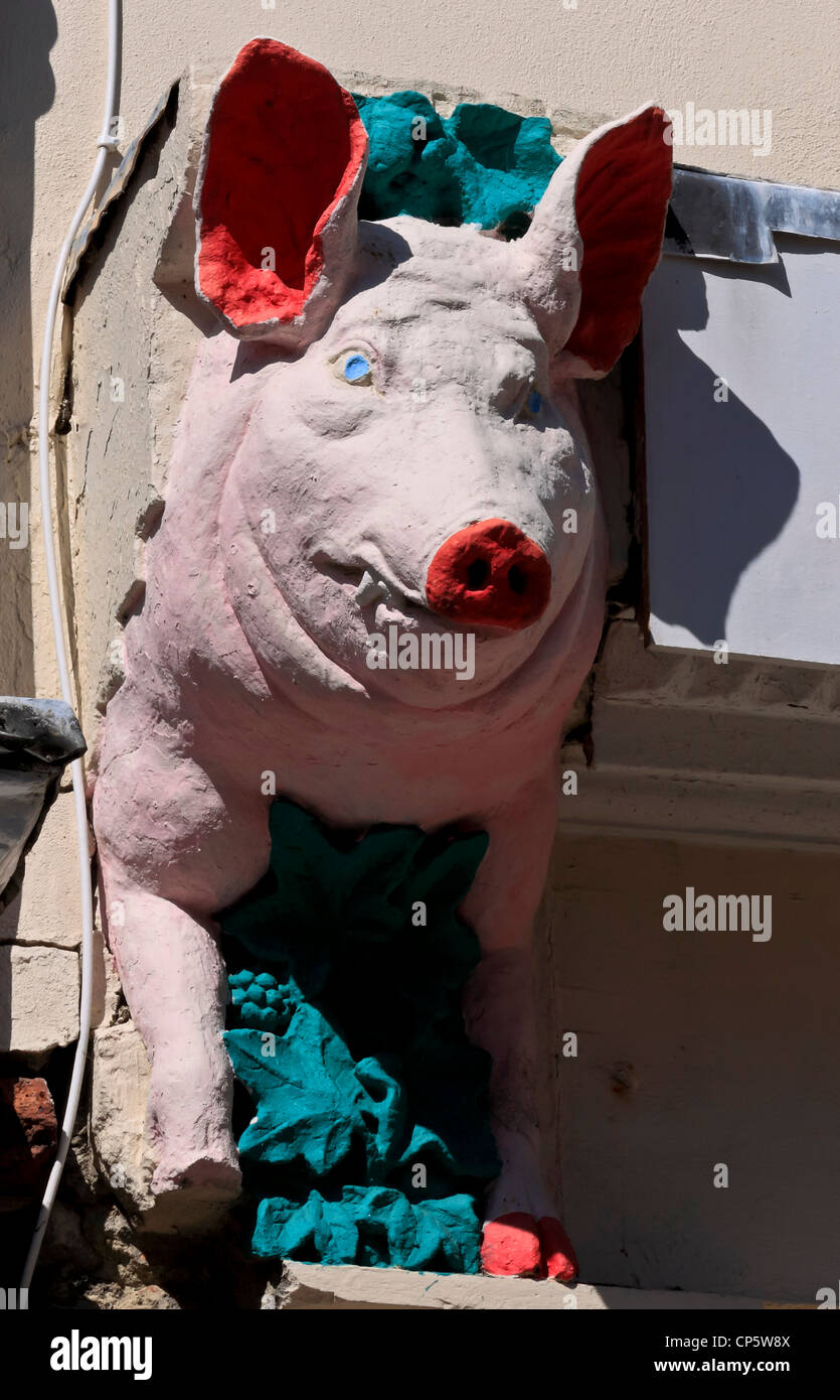 3816. Pig, Butcher's Shop decoration, Folkestone, Kent, UK Stock Photo ...