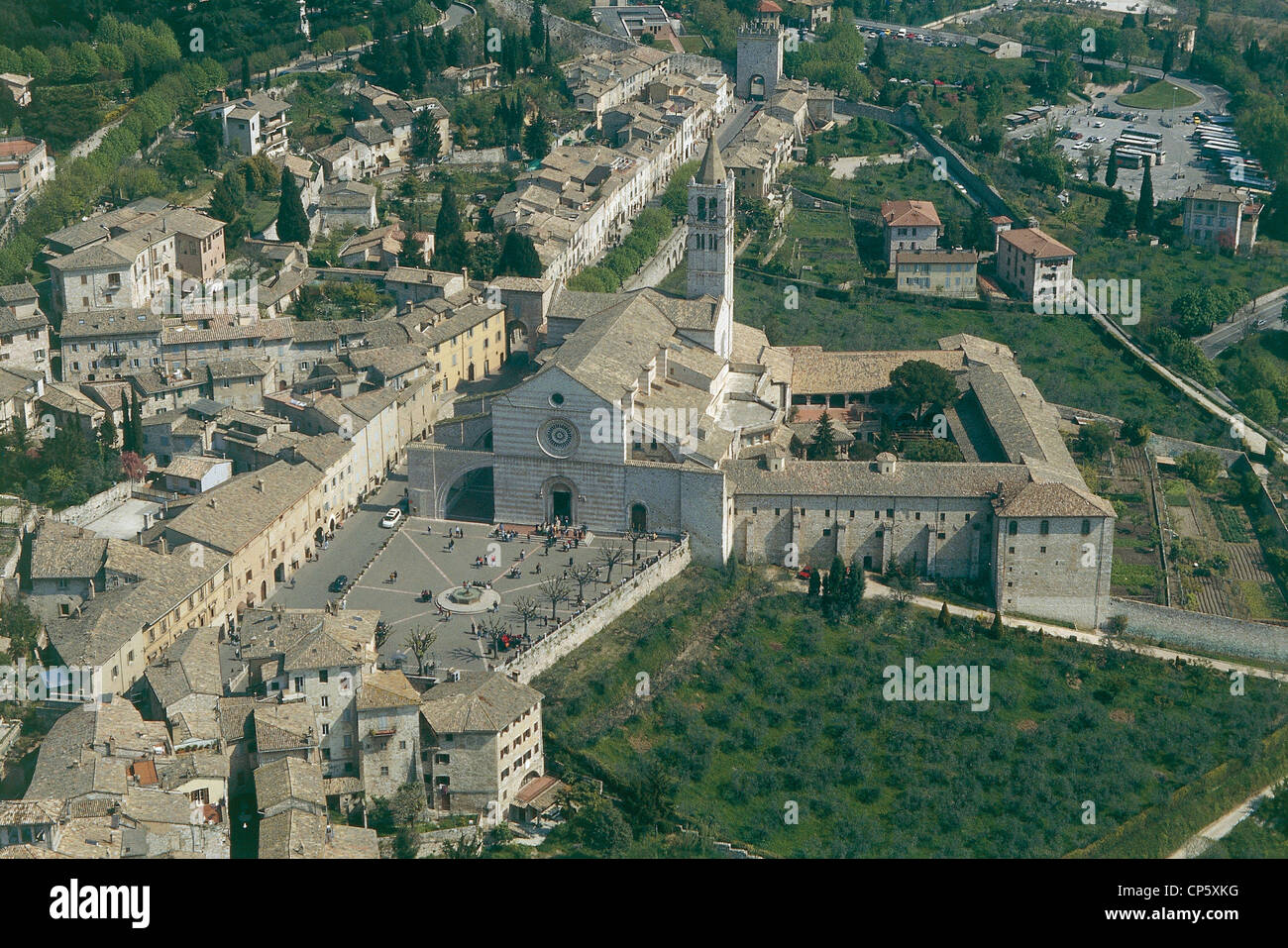Umbria - Assisi (Pg). Basilica di Santa Chiara. Aerial View Stock Photo ...