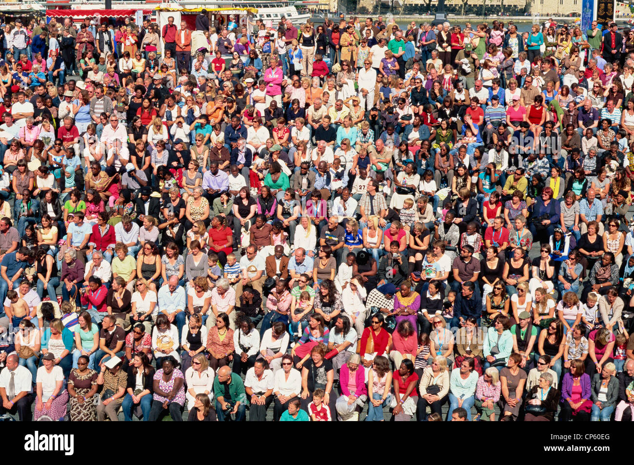 England, London, Southwark, Multi Ethnic Crowd Scene at the Scoop Stock ...