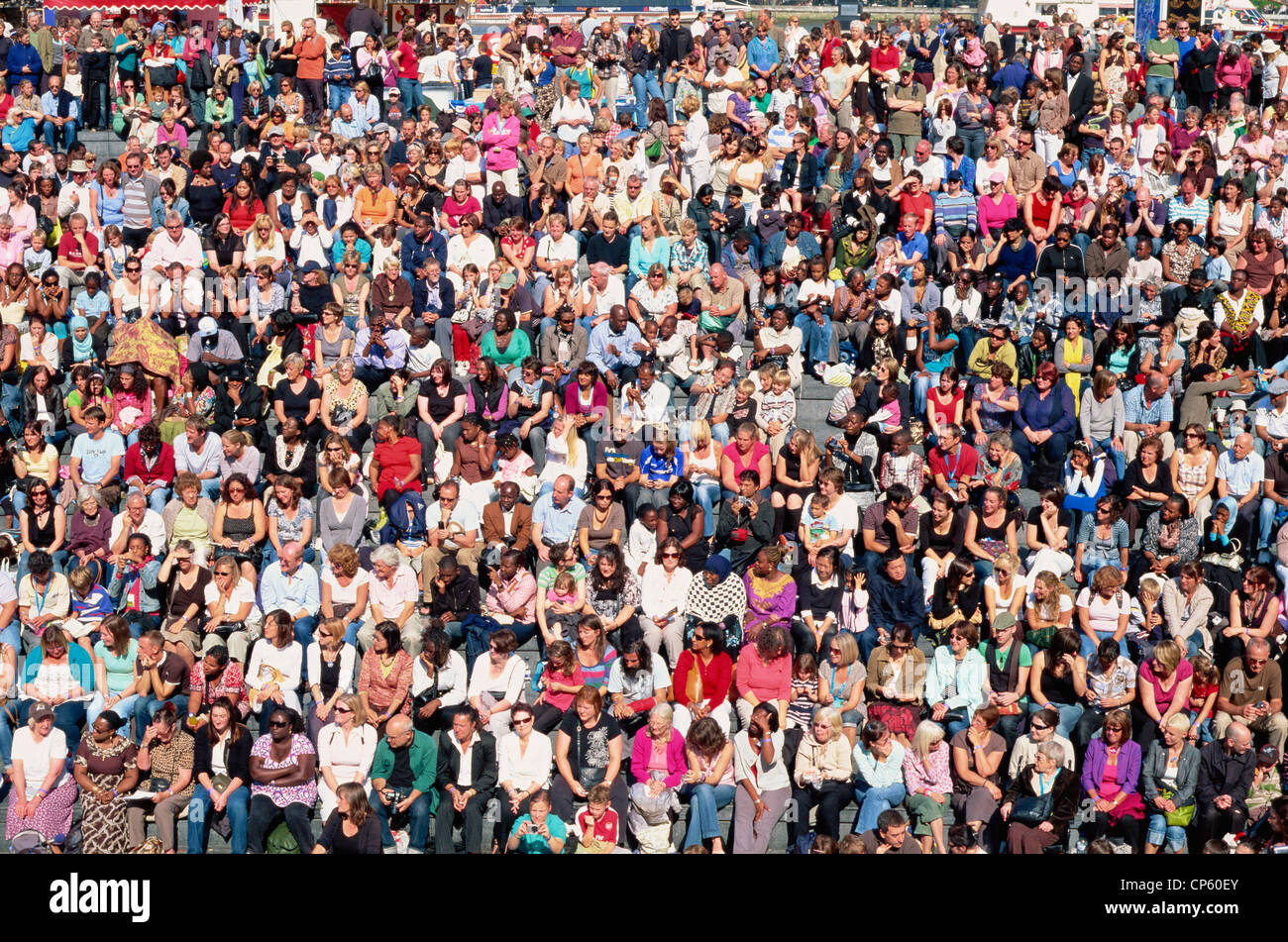 England, London, Southwark, Multi Ethnic Crowd Scene at the Scoop Stock ...
