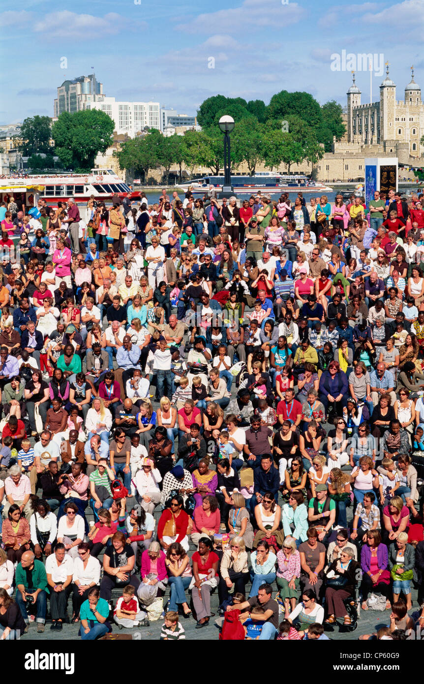England, London, Southwark, Multi Ethnic Crowd Scene at the Scoop Stock ...