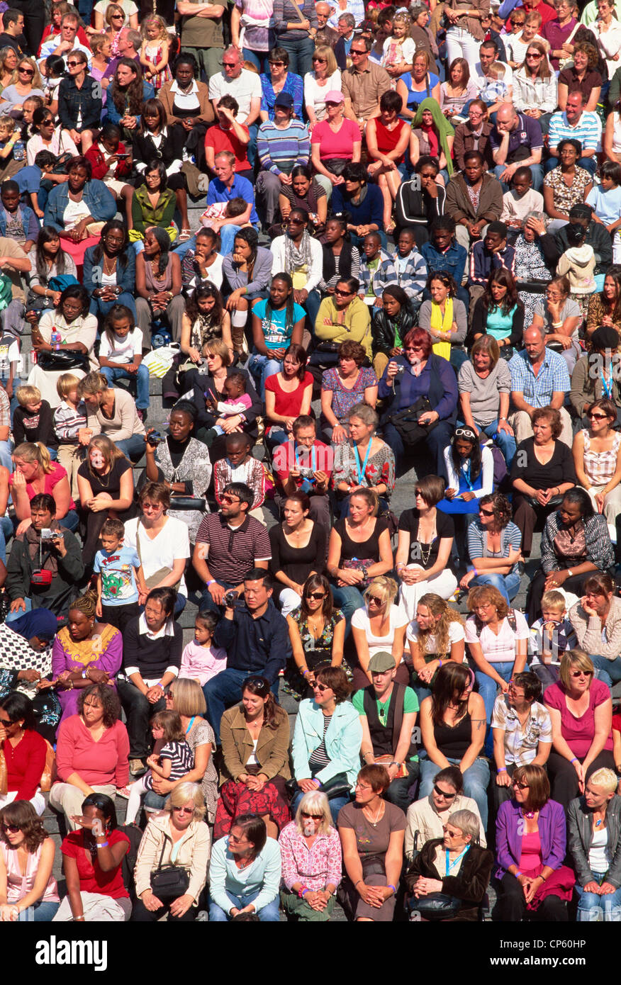 England, London, Southwark, Multi Ethnic Crowd Scene at the Scoop Stock ...