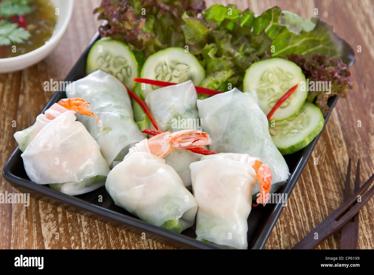 Prawn and pork salad roll hi-res stock photography and images - Alamy