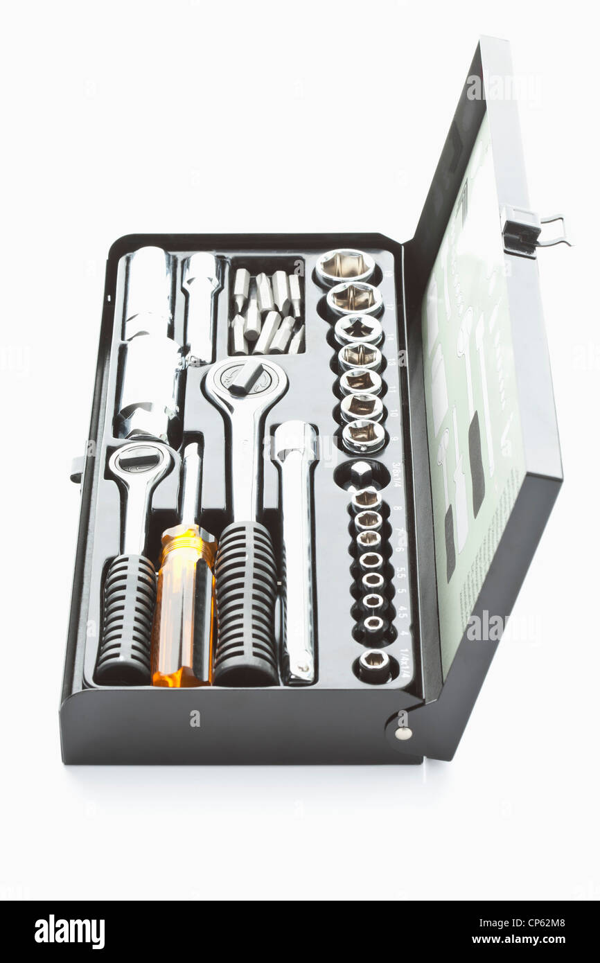 Socket wrench set on white background Stock Photo - Alamy