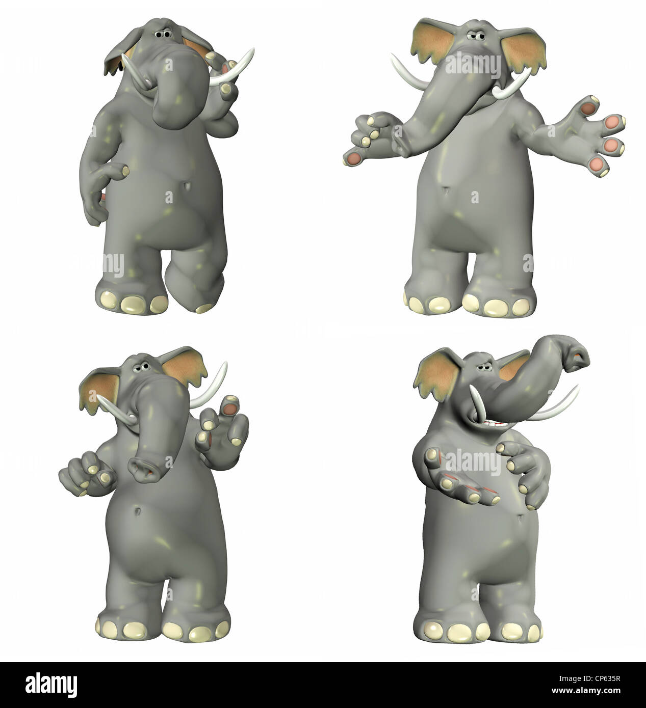 Illustration of a pack of four (4) elephants with different poses and ...