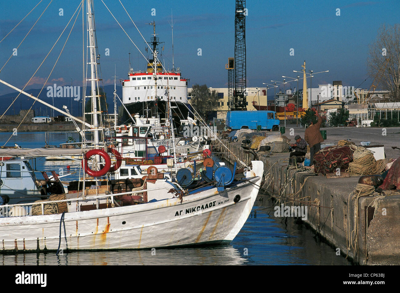 Greece - Messinia - Kalamata. Quay with vessels moored Stock Photo - Alamy