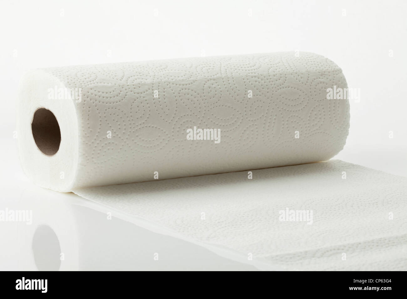 Kitchen roll on white background, close up Stock Photo - Alamy