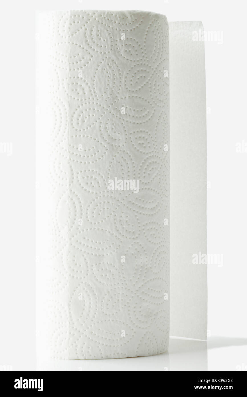 Kitchen roll on white background, close up Stock Photo - Alamy