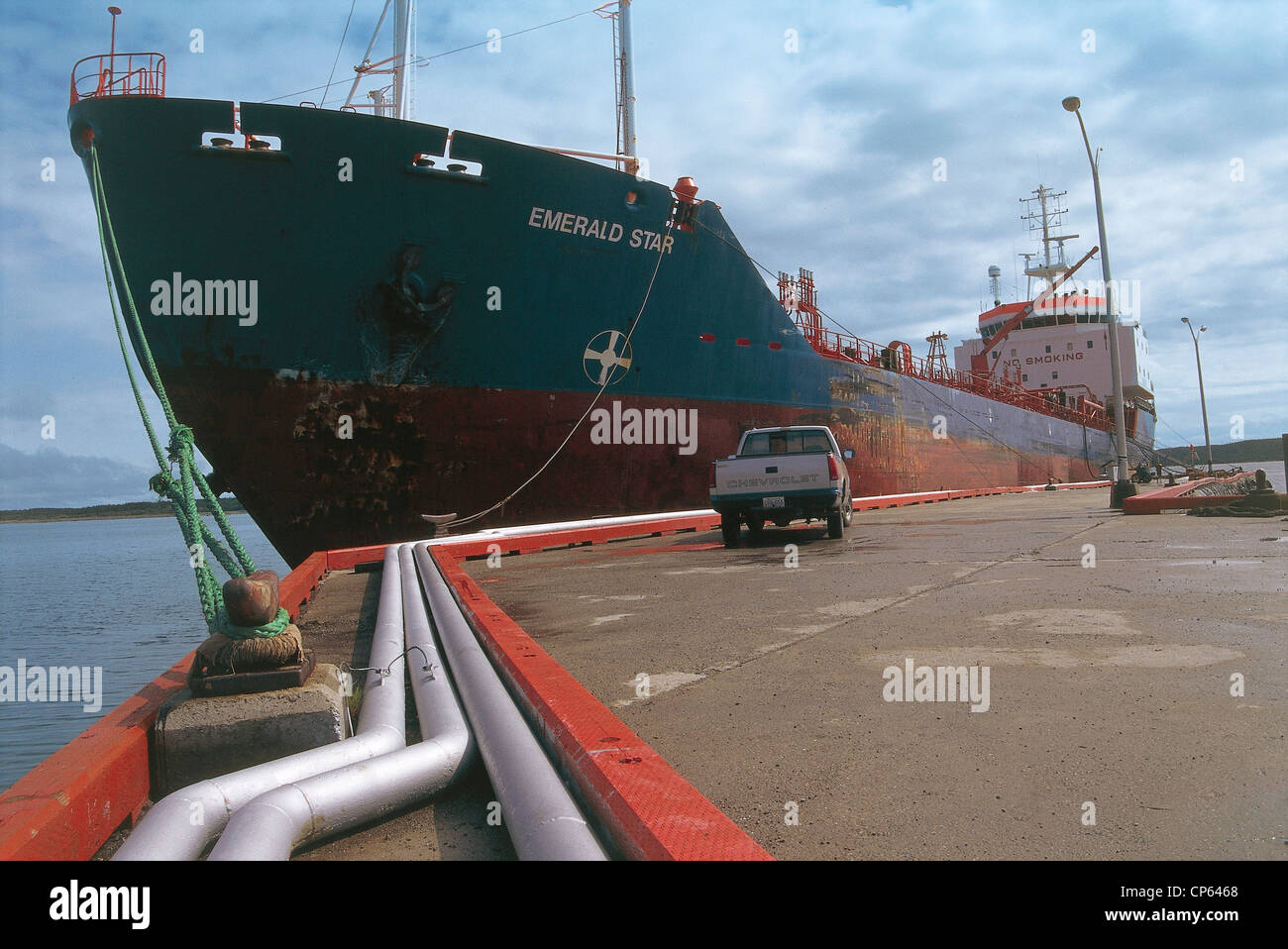 Canada - Newfoundland Island - Sainte-Barbe - Oil tanker docked at the ...