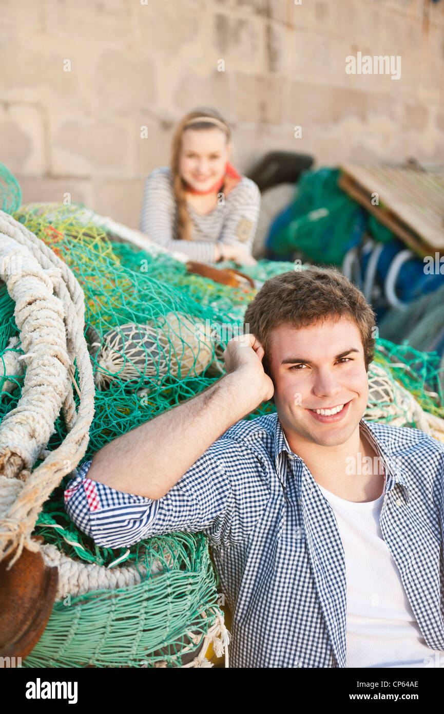 Fishing nets by hand hi-res stock photography and images - Alamy