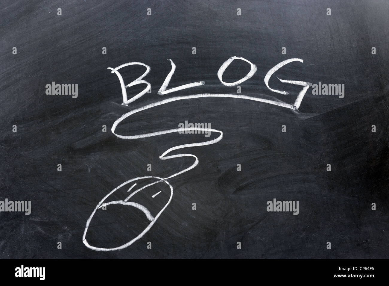 Blog word and mouse drawn on the chalkboard Stock Photo - Alamy