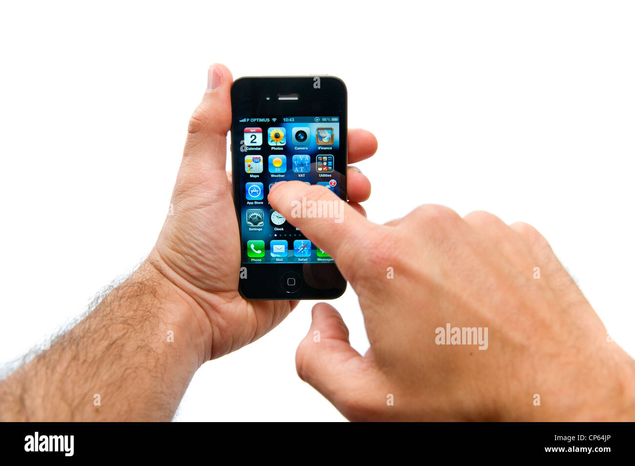 Hands holding and using an iPhone Stock Photo - Alamy
