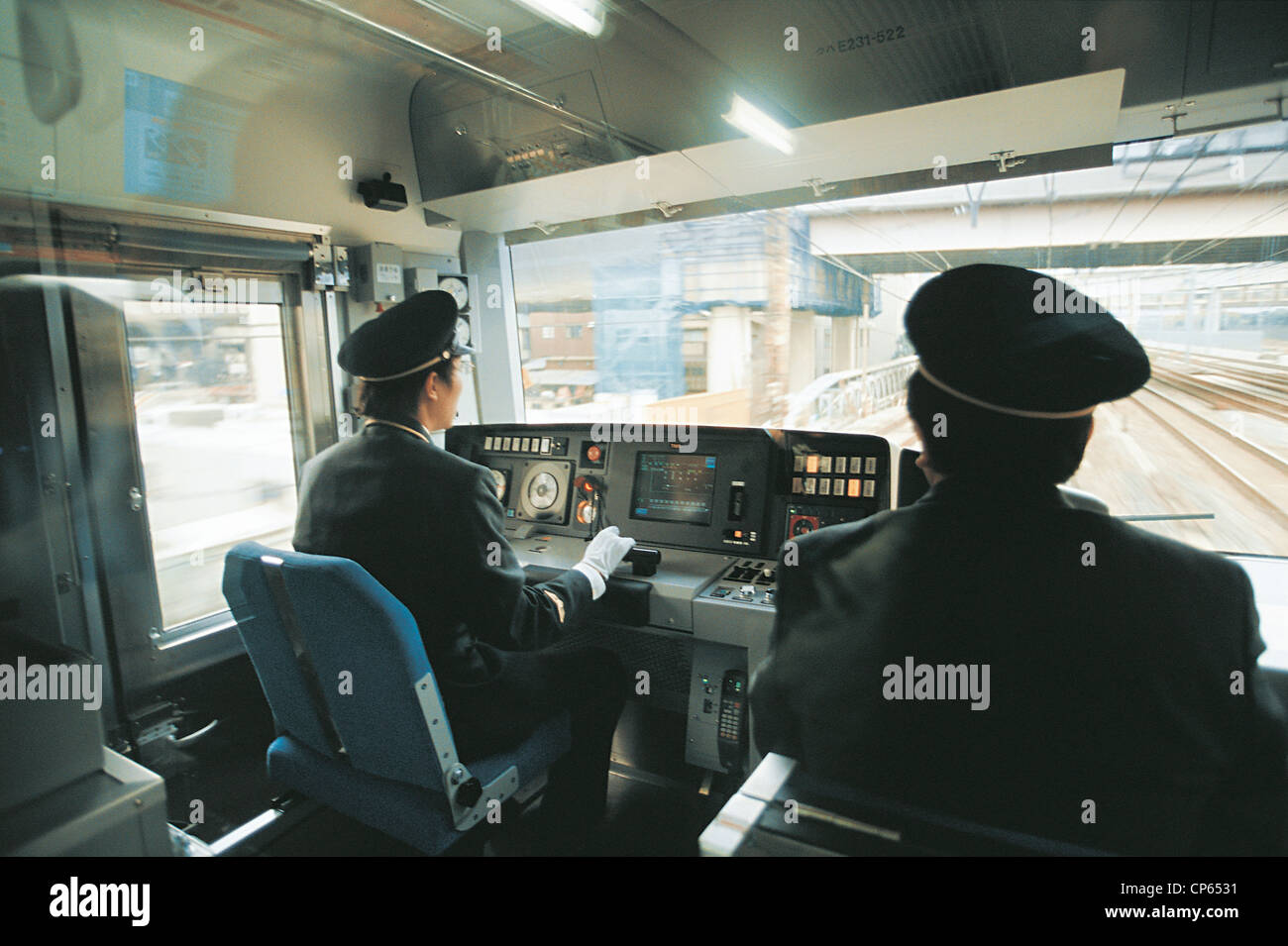 Japan - Tokyo. Driver driving a subway train Stock Photo - Alamy