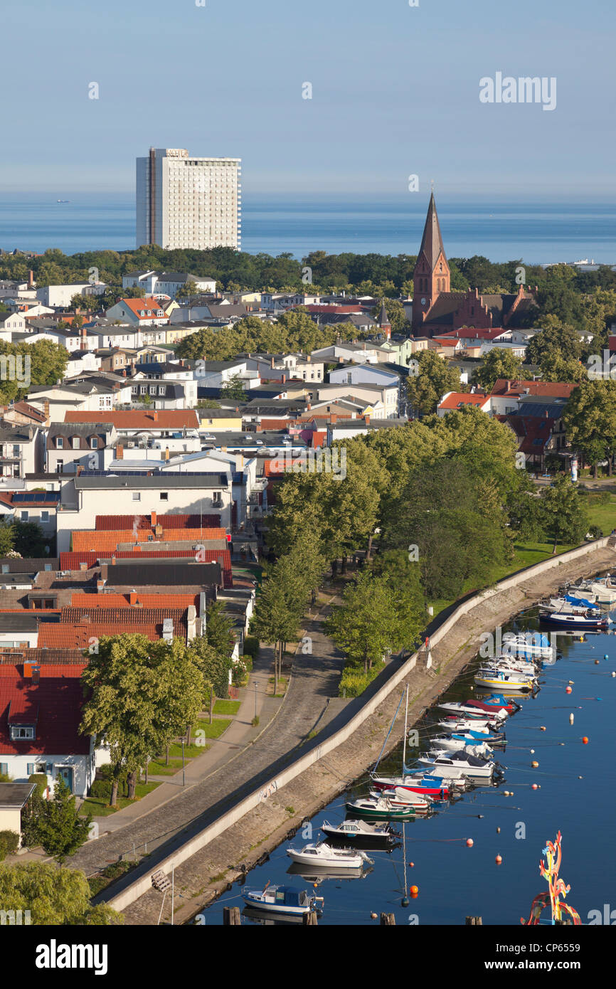 Germany, Rostock, View of harbour with Warnow River Stock Photo - Alamy