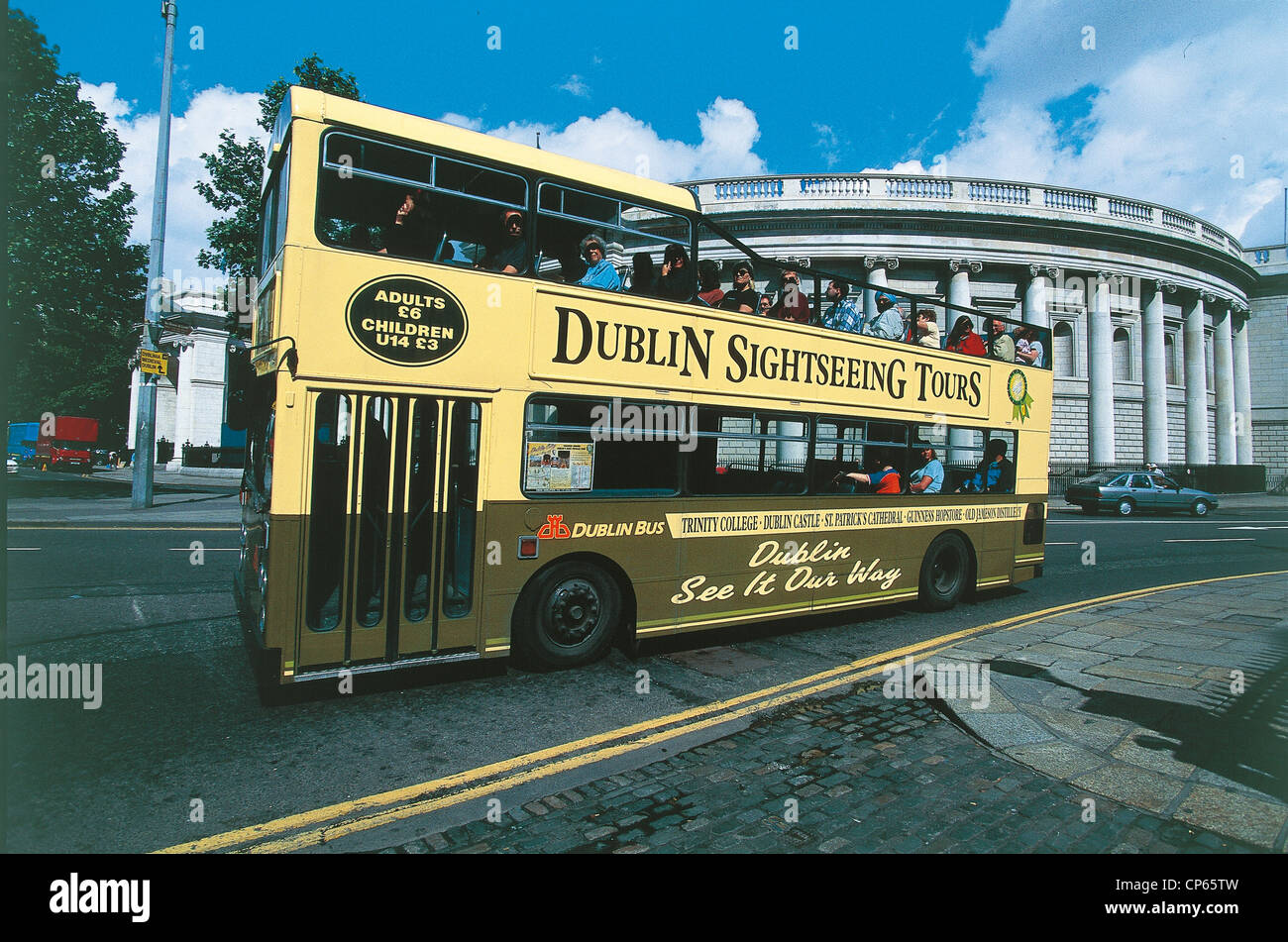 Ireland Dublin City 'Bus For Tourists In Front Of The Trinity College ...