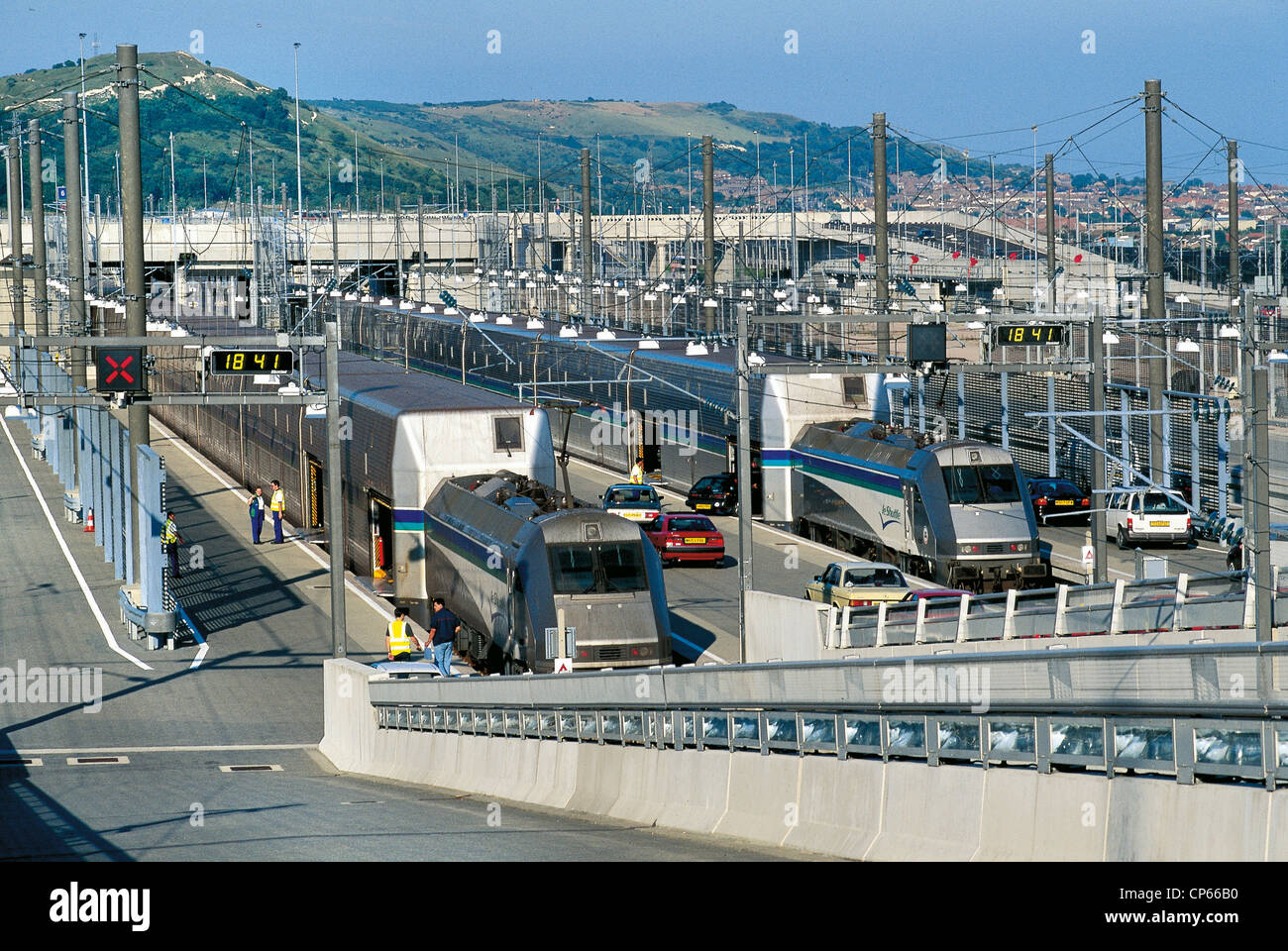 UNITED KINGDOM FOLKESTONE shuttle through the Channel Tunnel Stock ...