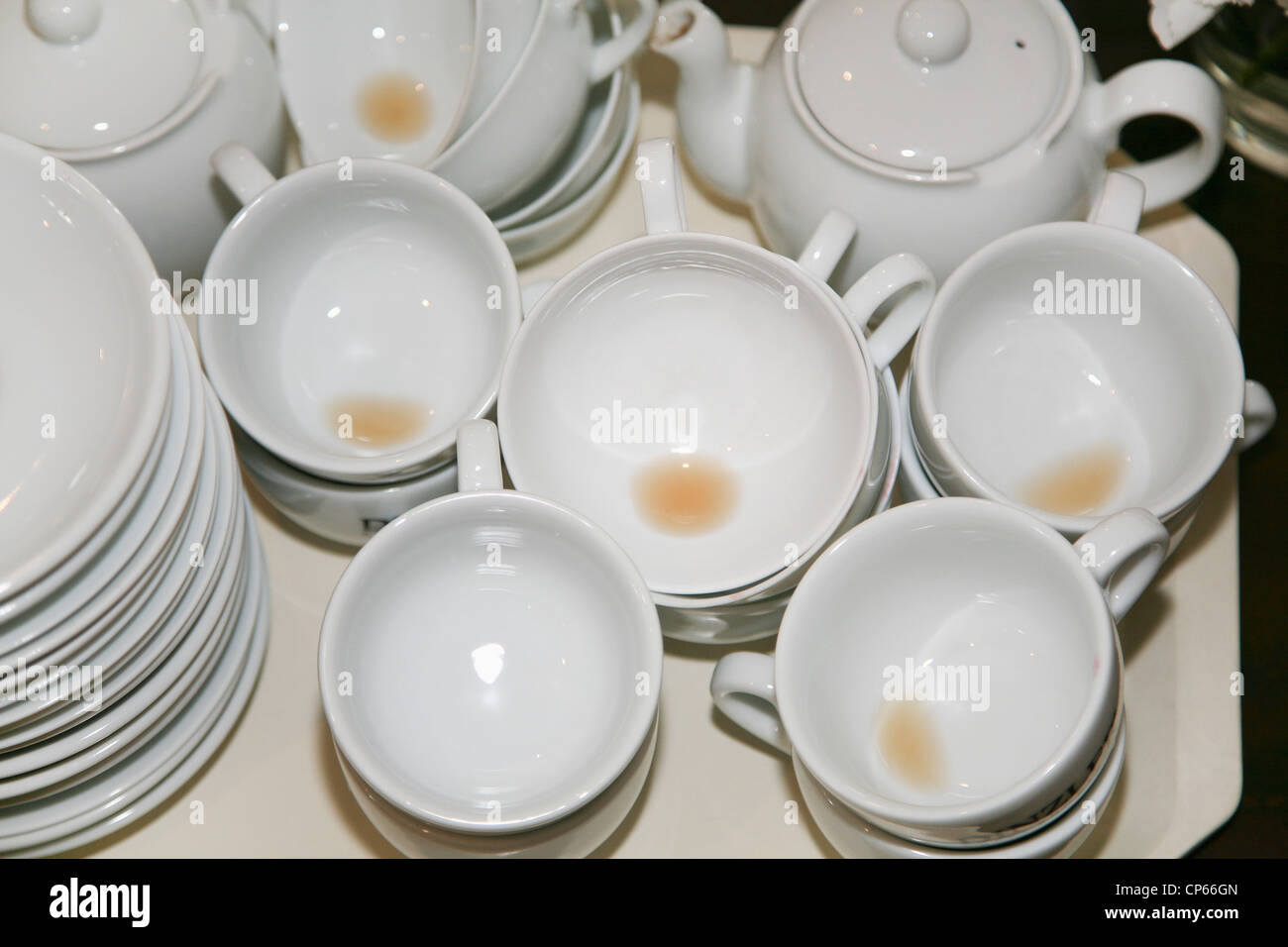 Germany, Bavaria, Stack of dirty crockery Stock Photo - Alamy