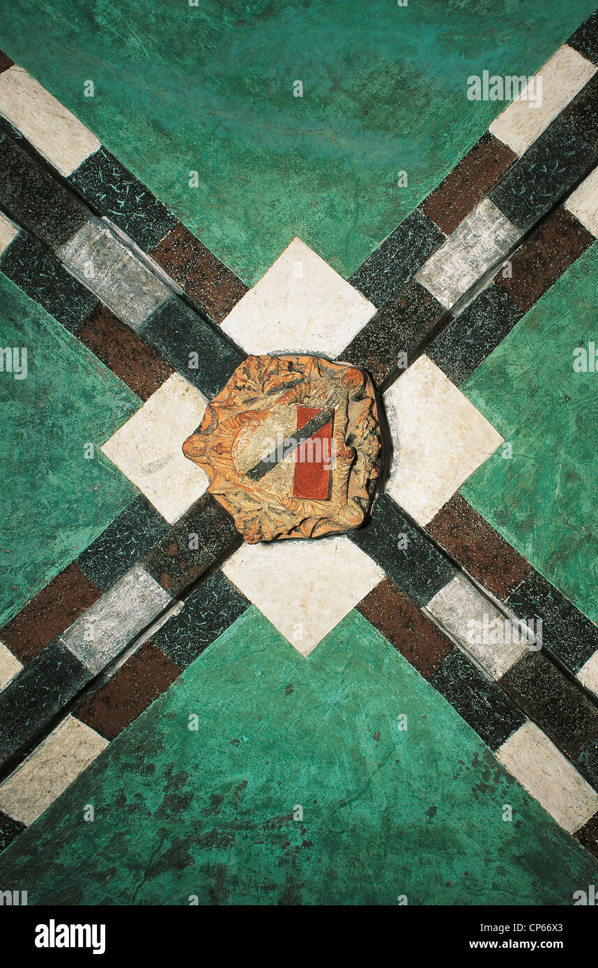 Valle d'Aosta - Issogne, Challant Castle, detail of painted ceiling of ...