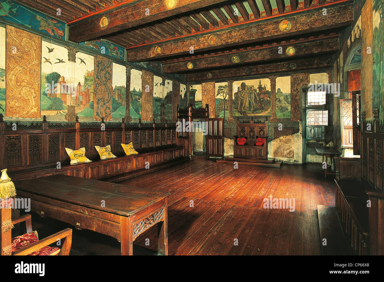 Valle d'Aosta - Issogne, Castle Challant. Justice Hall Stock Photo - Alamy