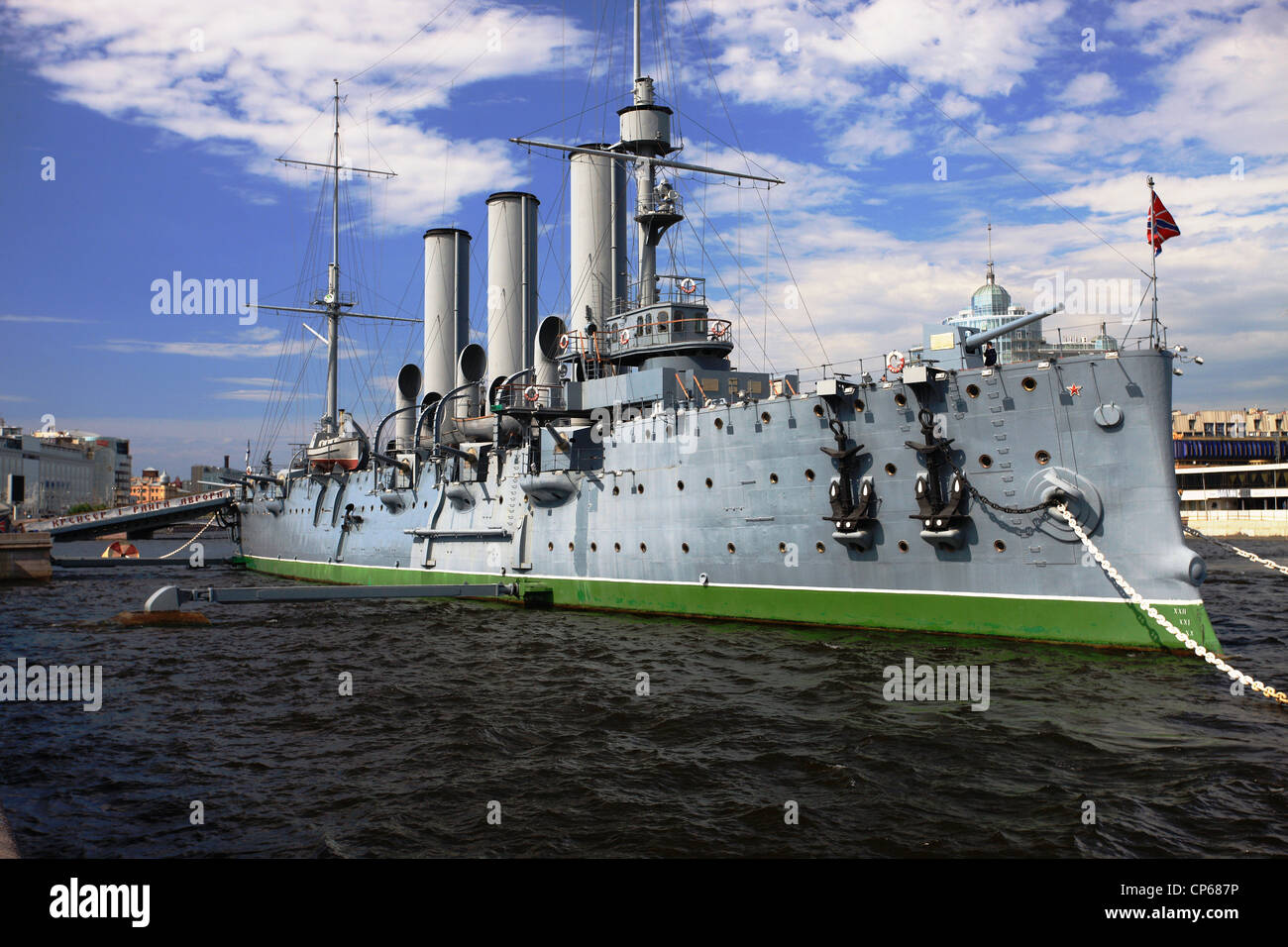 Celebrated symbol of the Russian Revolution - the Cruiser Aurora, now a ...