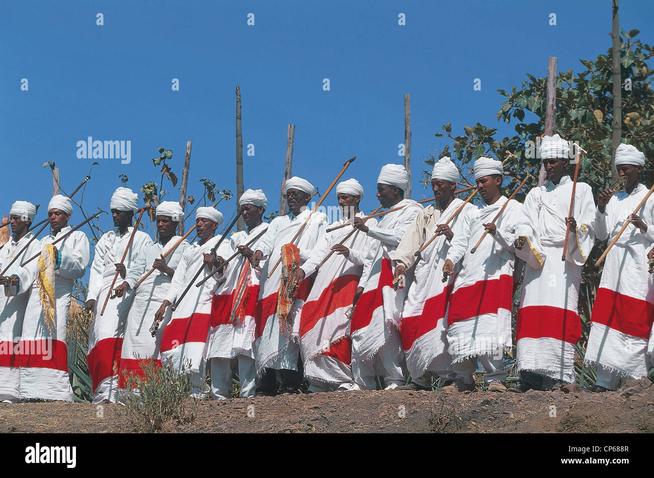 Ethiopia Lalibela. Coptic Feast of Epiphany (Timkat): priests in ...