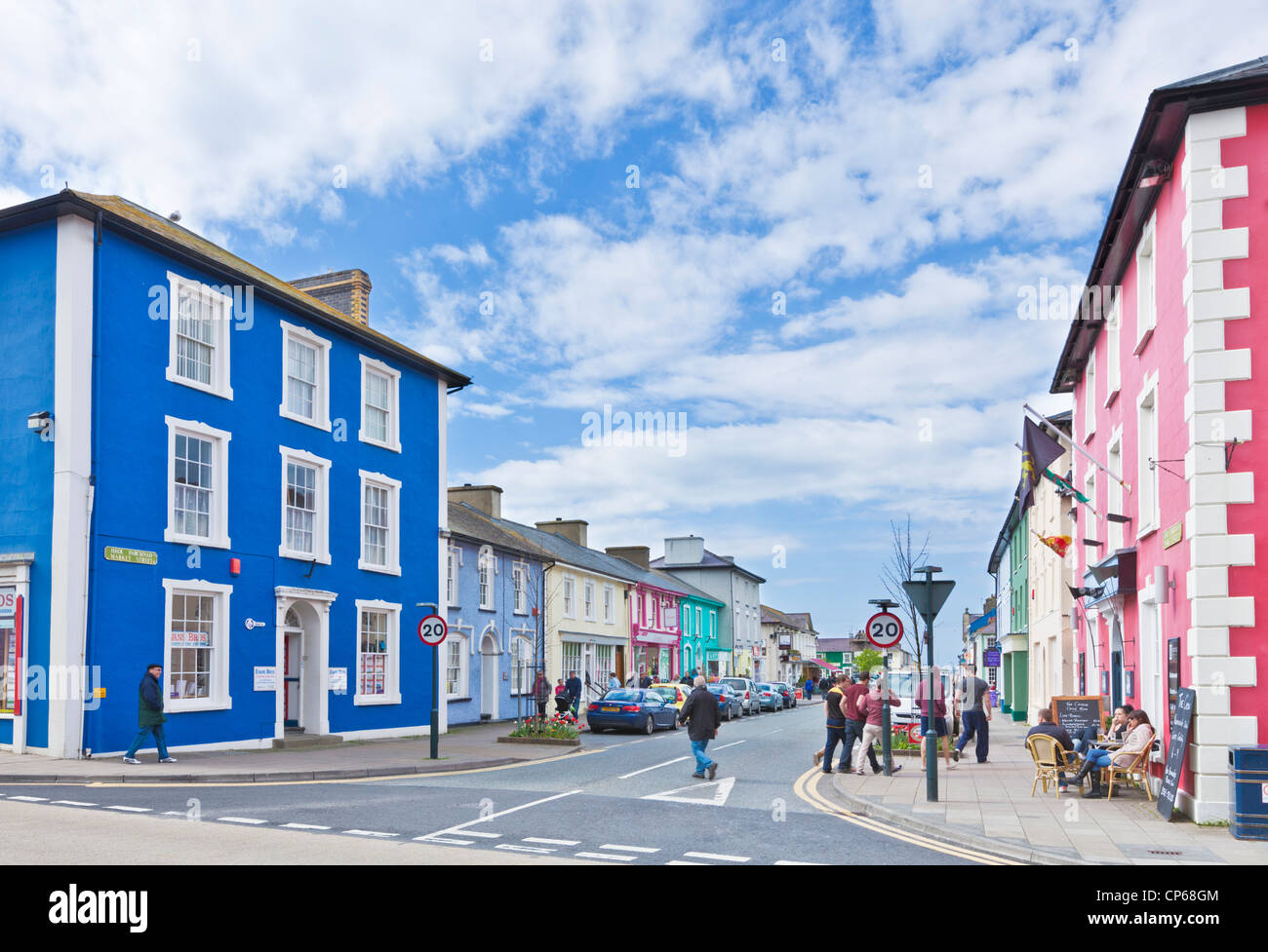coloured houses shops and Castle hotel Aberaeron Mid Wales Ceredigion ...