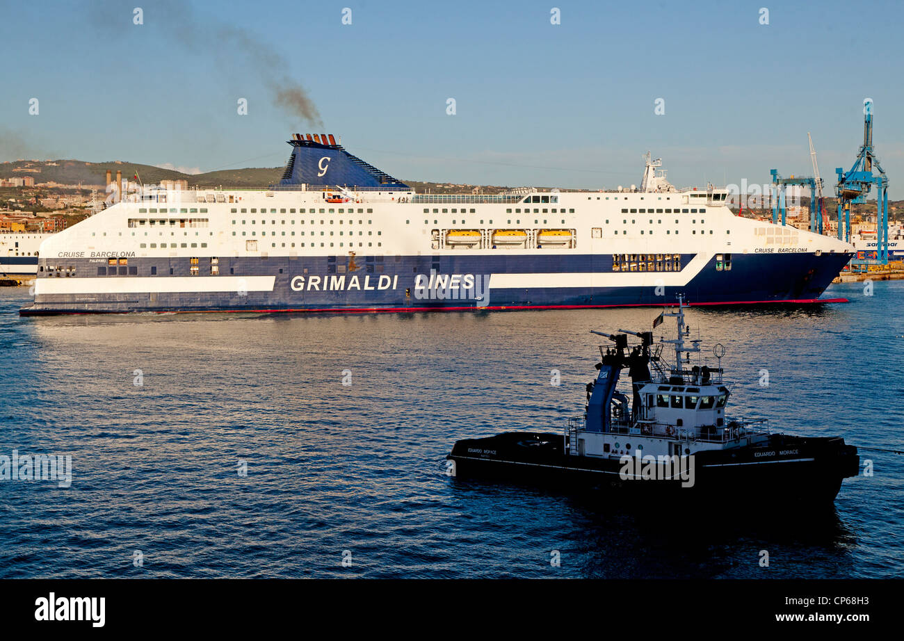 Grimaldi vessel in Civitavecchia port, Italy Stock Photo - Alamy