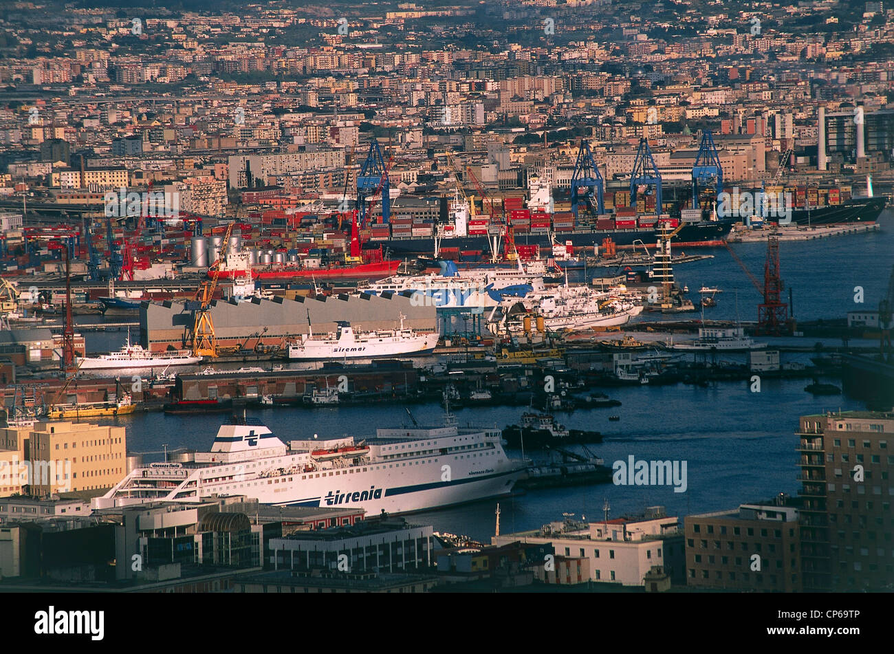 Campania - Naples. Port with ships docked Stock Photo - Alamy