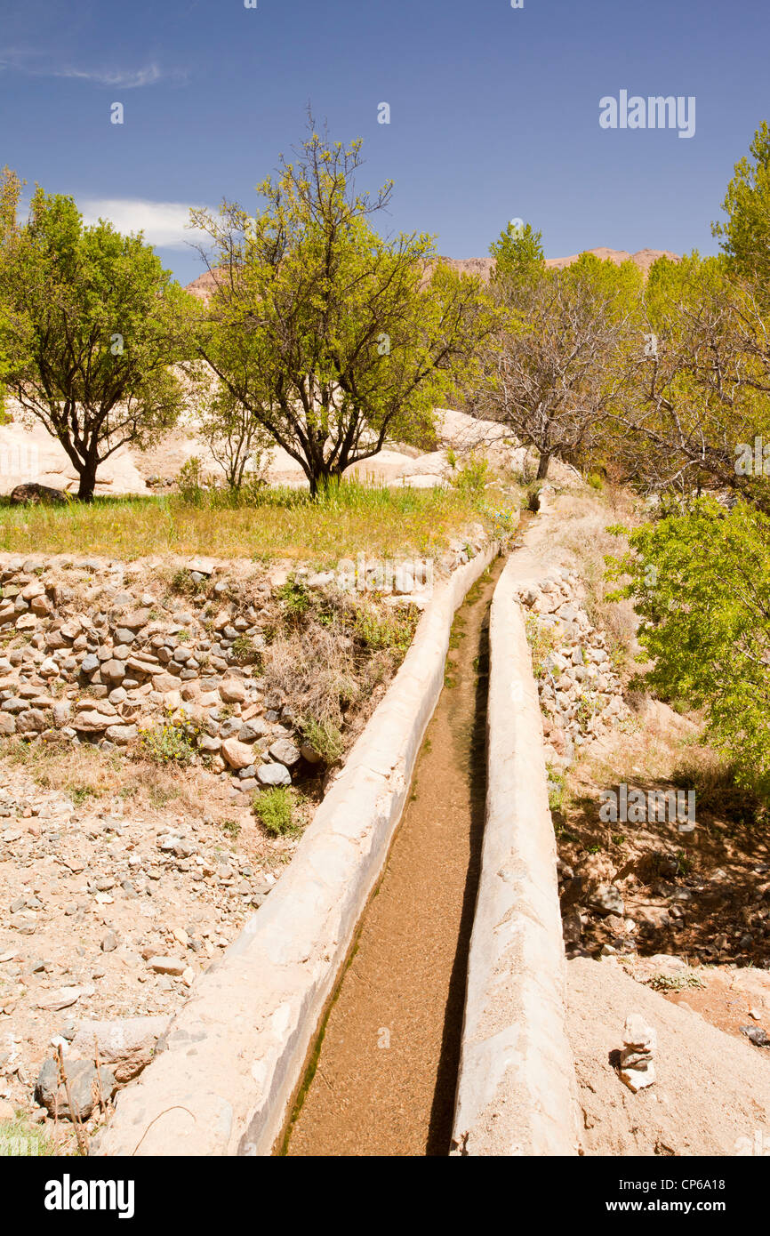 Irrigation channels in a Berber village in the Anti Atlas mountains of ...
