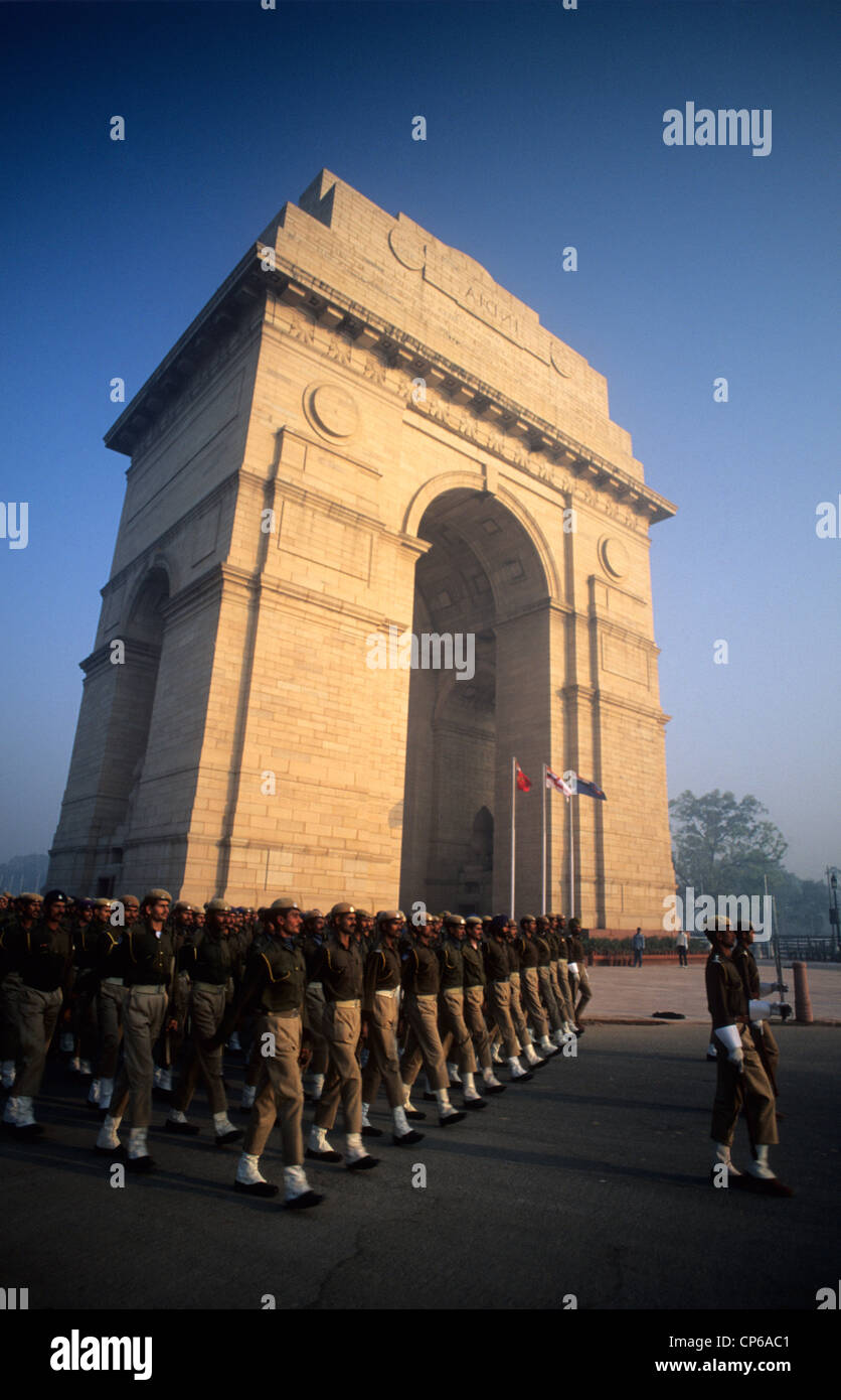 India, Delhi, India gate troops in practice for National day ...