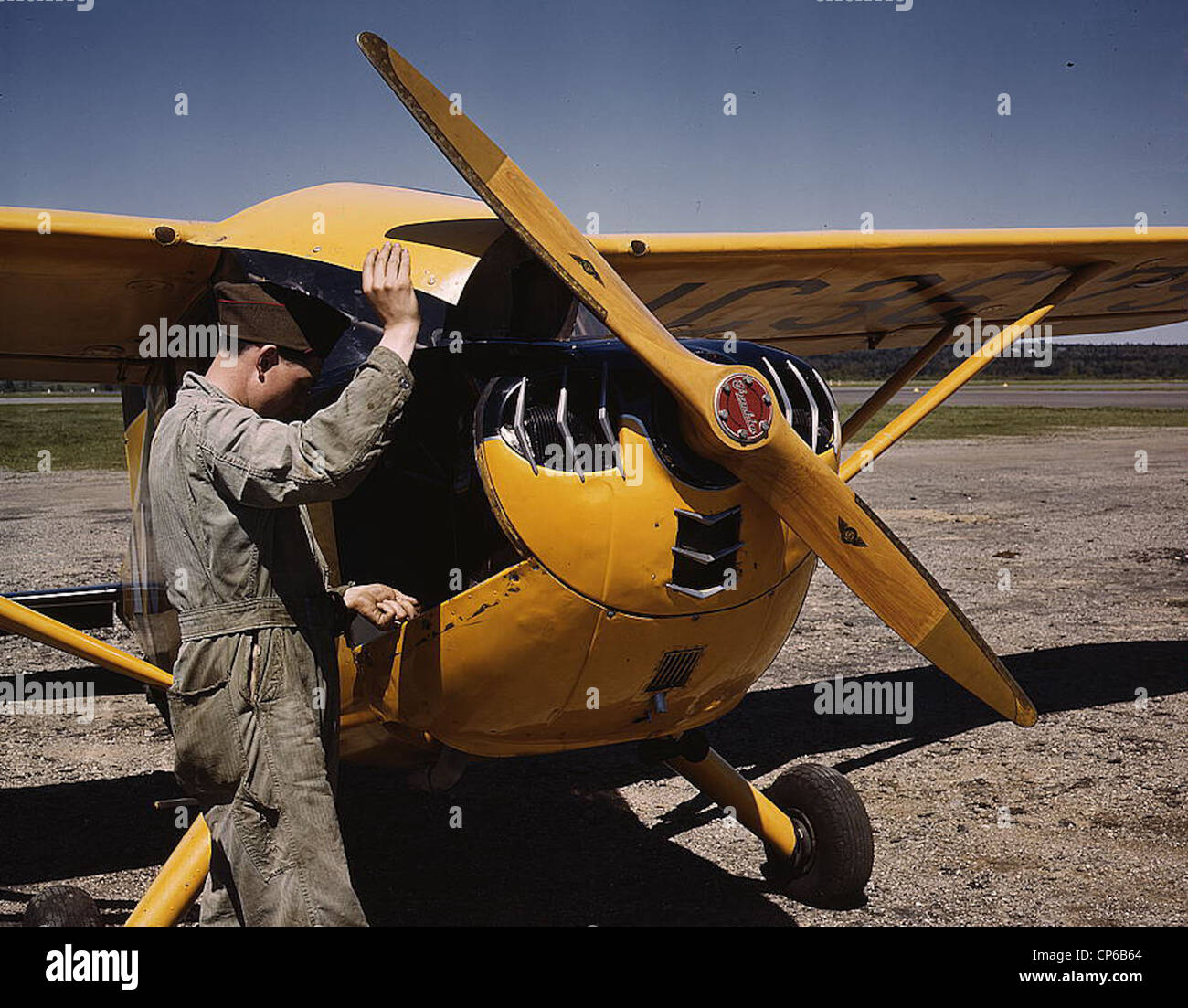 Civil Air Patrol Stinson 105 undergoing maintenance Stock Photo - Alamy