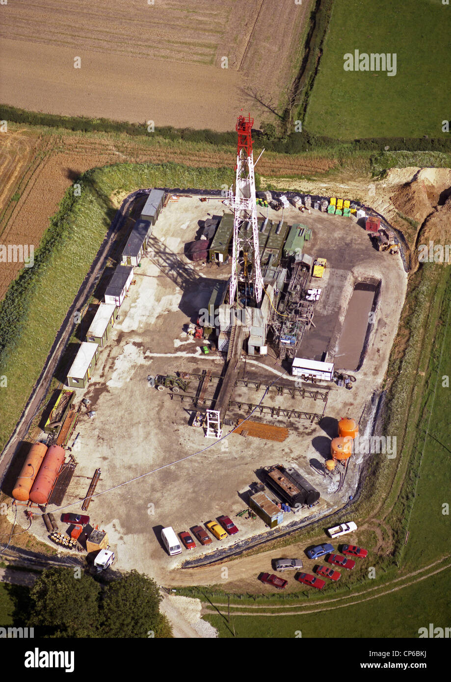 historic aerial view of an Enterprise Oil drilling rig near Malton ...