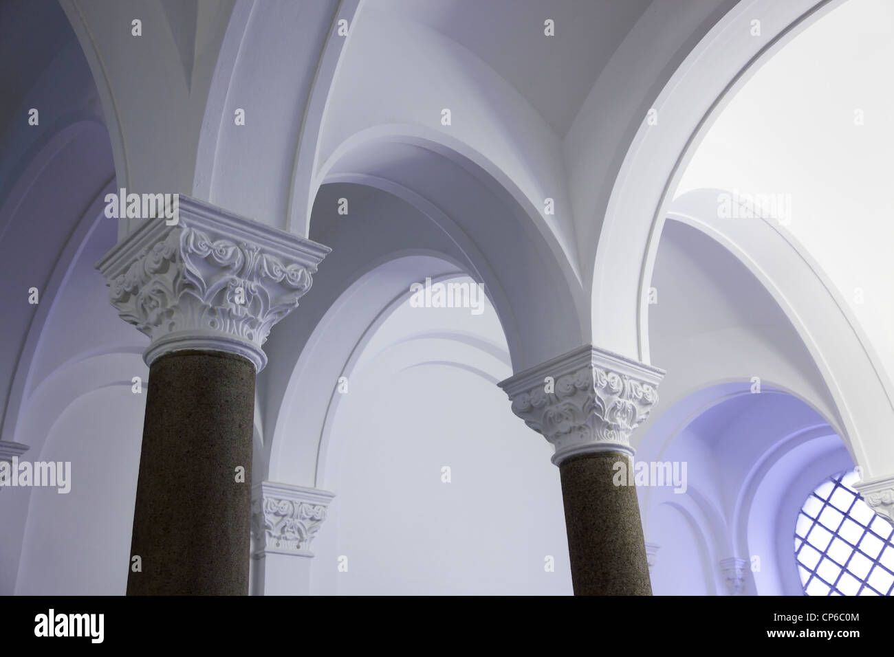 interior with columns and a vaulted ceiling Stock Photo - Alamy