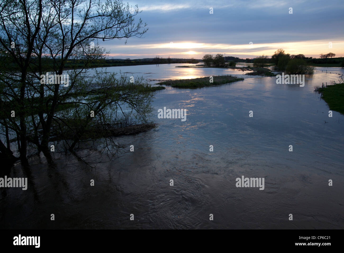 The River Anker after flooding it`s banks at Alder Mill, Pinwall, near ...