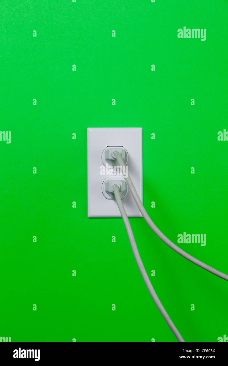 Green Wall outlet Stock Photo - Alamy