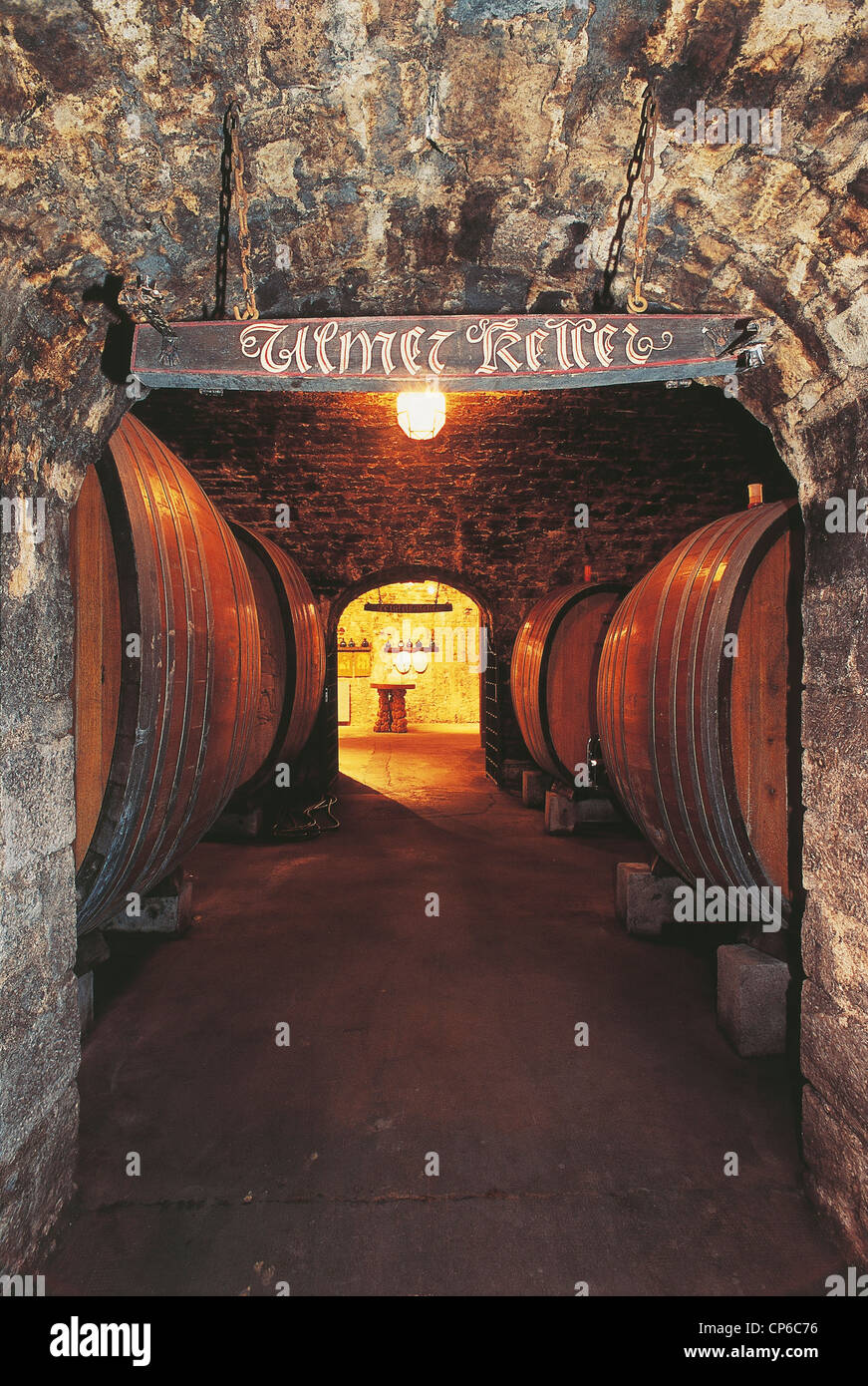 Germany - Bavaria - Wurzburg, Burgerspital Weinstube (cellar Hospital citizen), barrels for wine ...