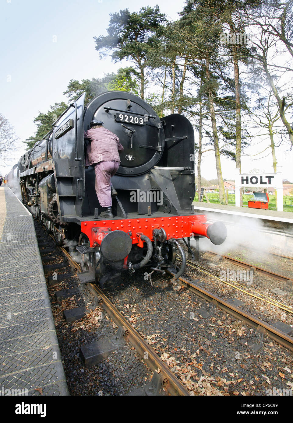 The "Black Prince" locomotive standing at Holt station on the "North ...